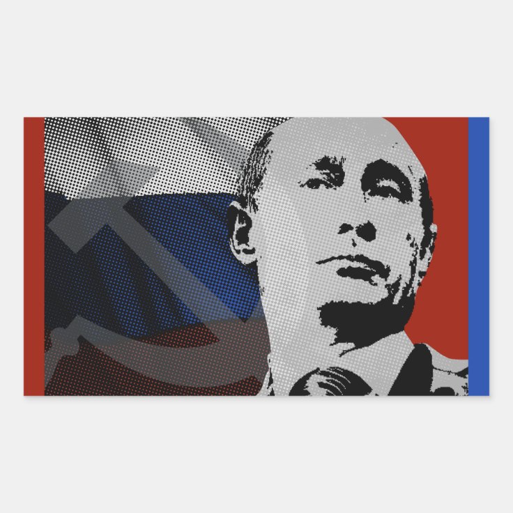 Putin with Russian Flag Rectangular Sticker | Zazzle