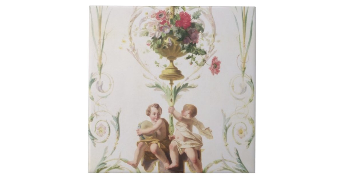 Putti amid swags of flowers and leaves ceramic tile | Zazzle