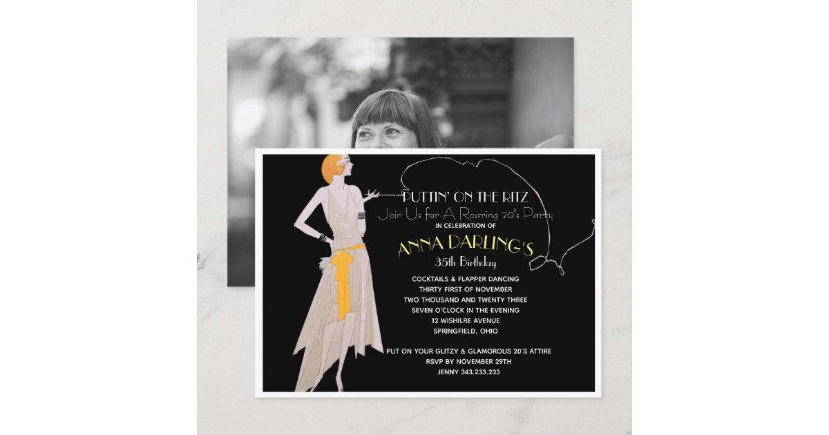 Puttin' On the Ritz 20's Flapper Party Invitation | Zazzle