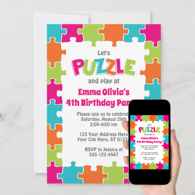 Puzzle Birthday Invitation | Puzzle Party | Zazzle