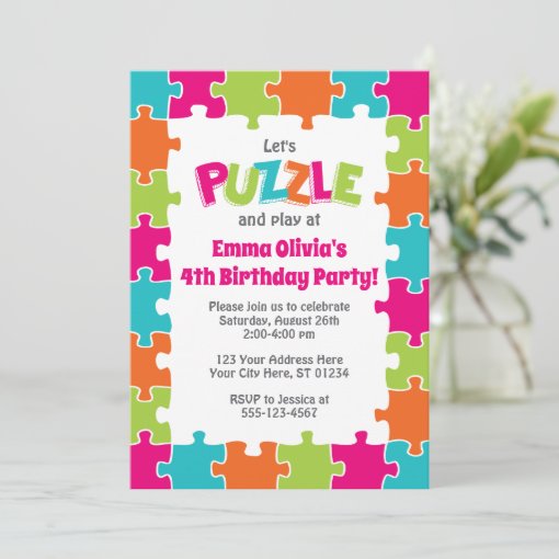 Puzzle Birthday Invitation | Puzzle Party | Zazzle