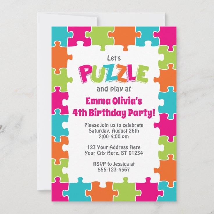 Puzzle Birthday Invitation | Puzzle Party | Zazzle