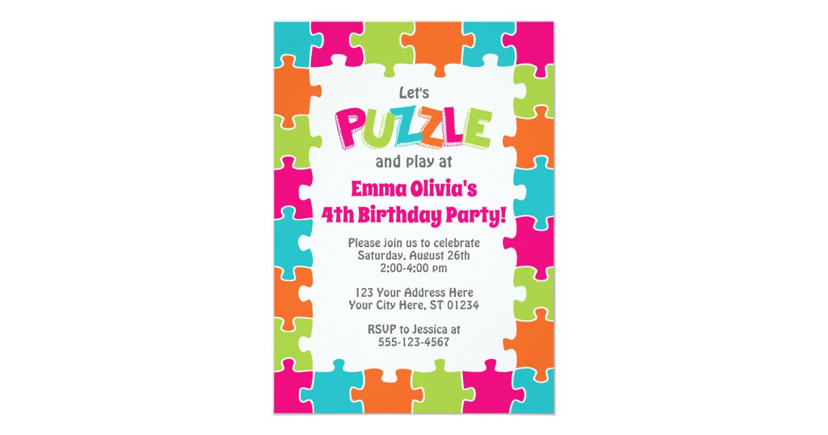 Puzzle Birthday Invitation | Puzzle Party | Zazzle.com