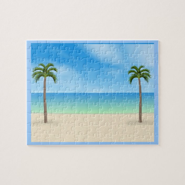 Puzzle: Daytime Beach Scene Jigsaw Puzzle | Zazzle.com
