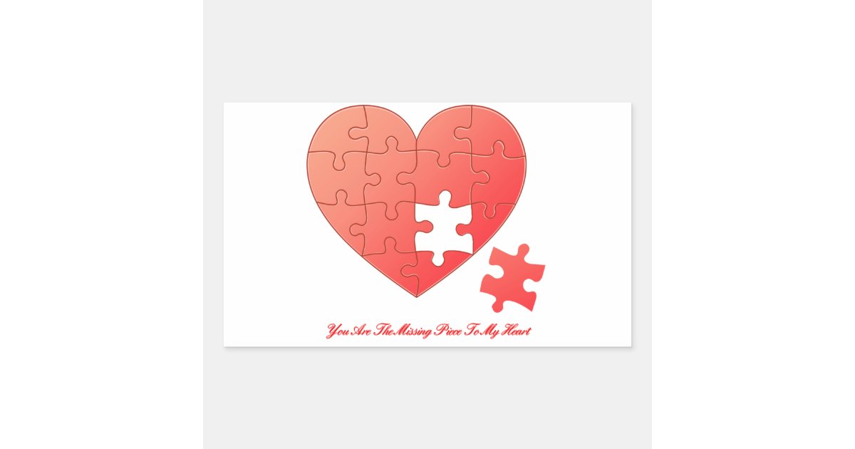 Puzzle Heart with Missing Piece Rectangular Sticker | Zazzle