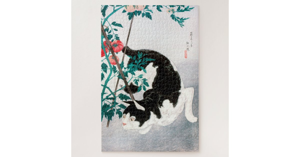 PUZZLE : JAPANESE WOODBLOCK : Cat with Tomato | Zazzle