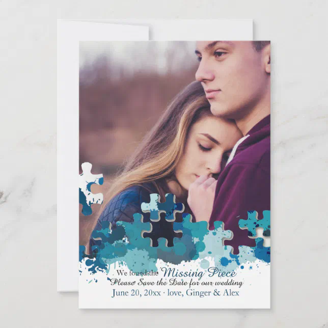 Puzzle Pieces Photo Save the Date Announcement | Zazzle