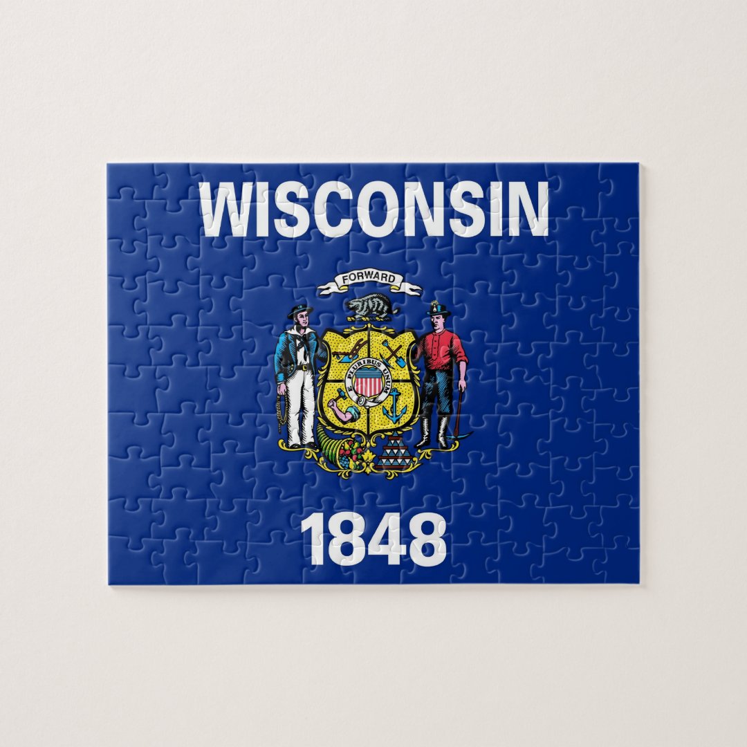 Puzzle with Flag of Wisconsin State | Zazzle