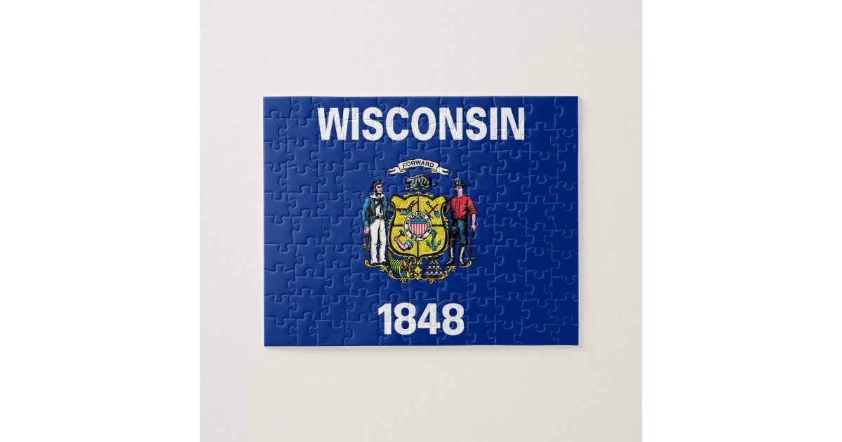 Puzzle with Flag of Wisconsin State | Zazzle