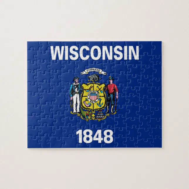 Puzzle with Flag of Wisconsin State | Zazzle