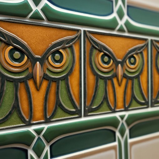 Puzzled Owl in Orange Arts & Crafts Movement Ceramic Tile | Zazzle