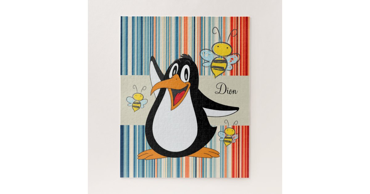 Puzzles Stripe Penguin Bumblebee | Zazzle