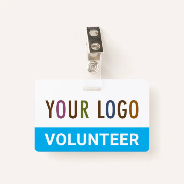 PVC Plastic Volunteer Badge with Clip Custom Logo | Zazzle