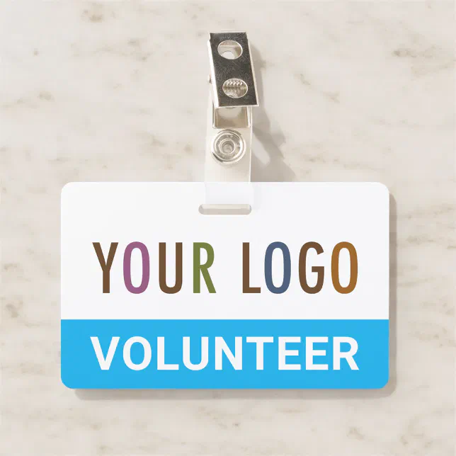 PVC Plastic Volunteer Badge with Clip Custom Logo | Zazzle