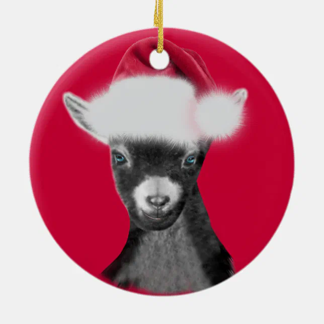 Pygmy Goat Santa Hat Christmas Ornament | Zazzle