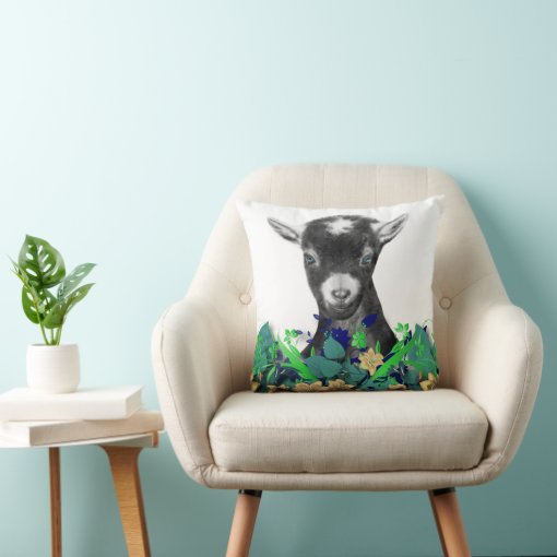 Pygora Goat Drawing Herd Name Goat Pillow | Zazzle