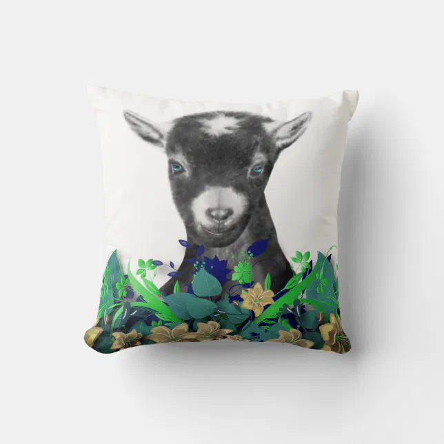 Pygora Goat Drawing Herd Name Goat Pillow | Zazzle