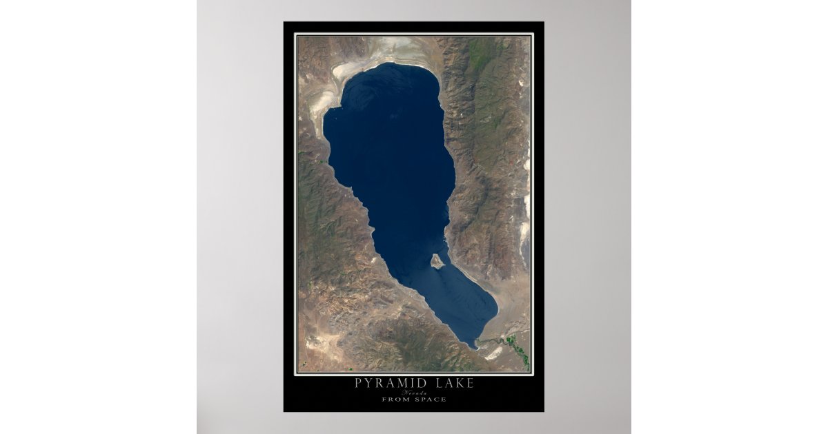 Pyramid Lake Nevada Satellite Poster Map | Zazzle