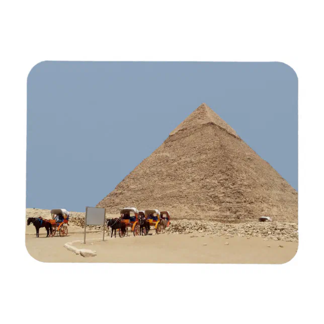 Pyramid of Khafre and a string of chariots Postca Magnet | Zazzle