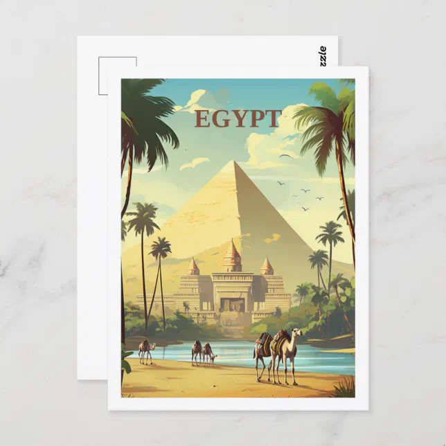 Pyramids Egypt Famous Vintage Travel Place Postcard | Zazzle