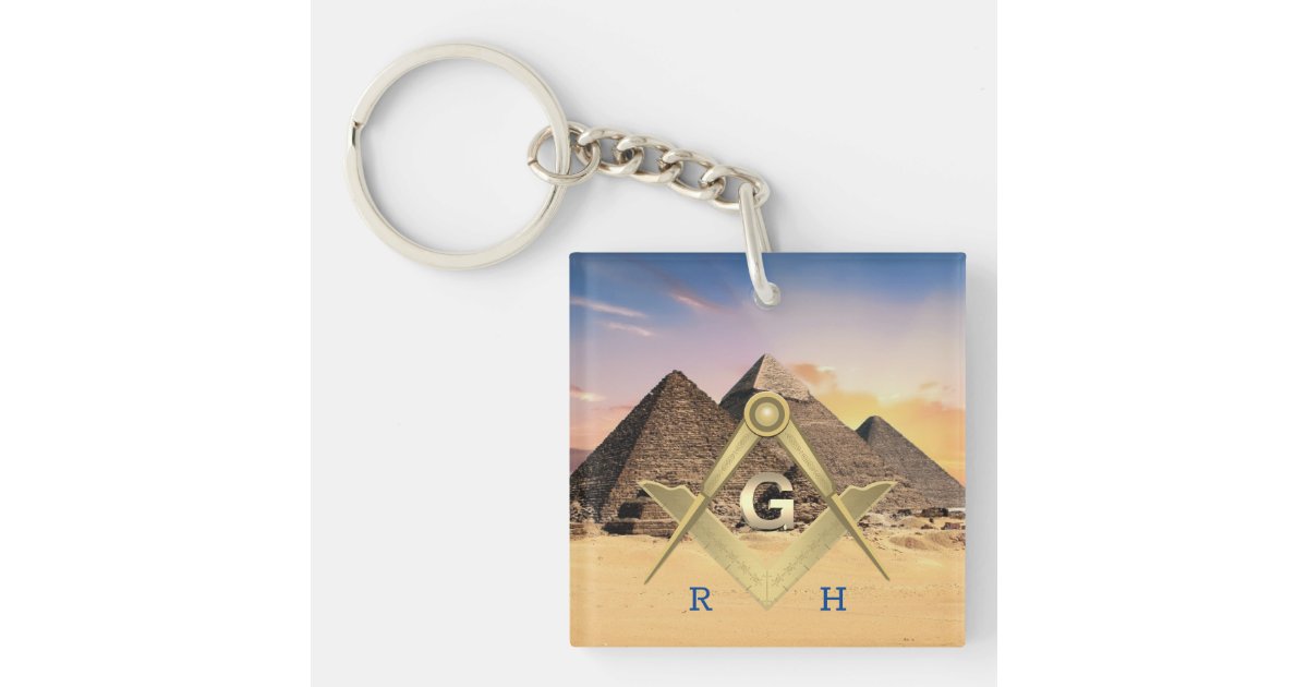 Pyramids Monogrammed Masonic Keychain | Zazzle