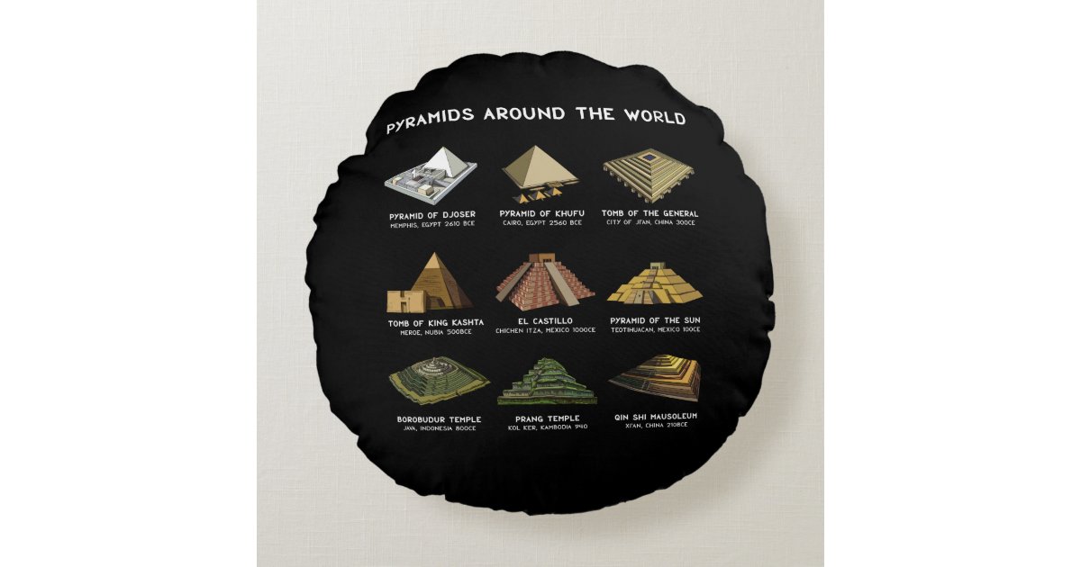 Pyramids Of The World Archeology Civilizations Round Pillow | Zazzle