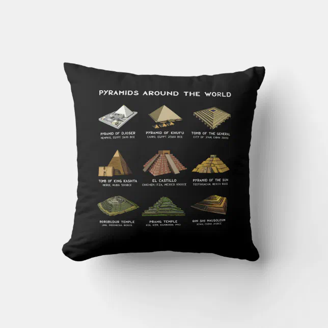 Pyramids Of The World Archeology Civilizations Throw Pillow | Zazzle