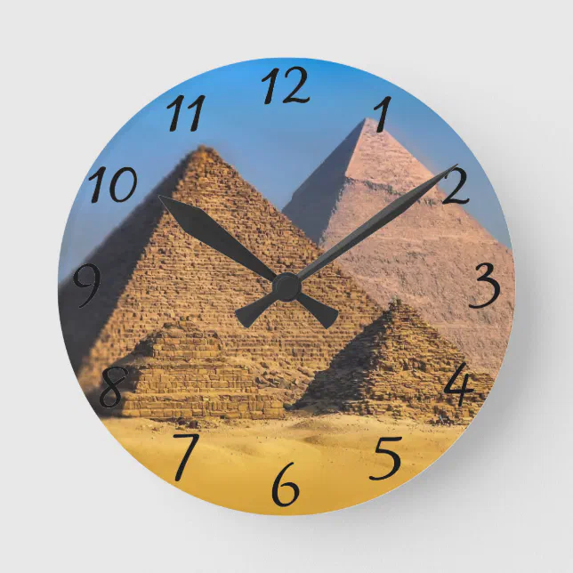 Pyramids Round Clock | Zazzle