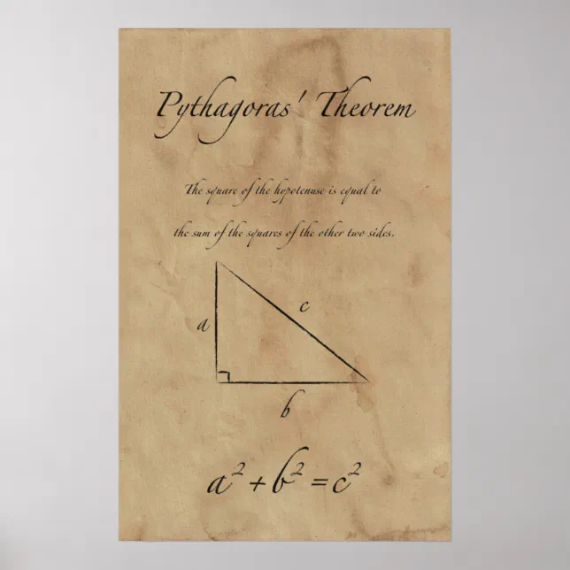 Pythagoras' Theorem - Math Posters | Zazzle