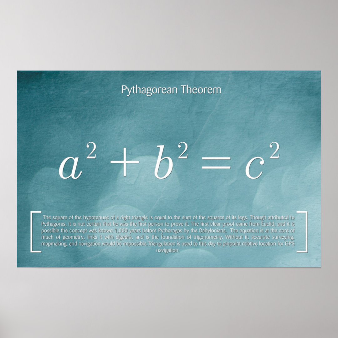 Pythagorean Theorem - Math Poster | Zazzle