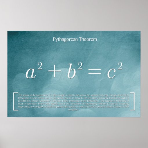 Pythagorean Theorem - Math Poster | Zazzle