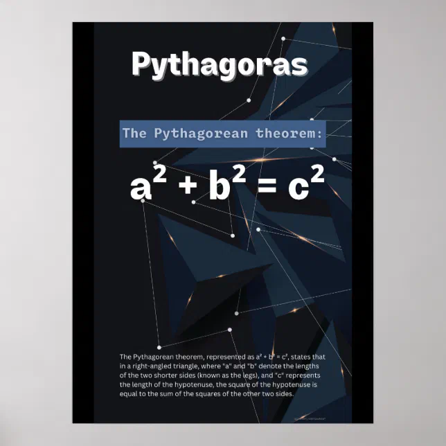 Pythagorean Theorem Posters Geometry Math Poster | Zazzle