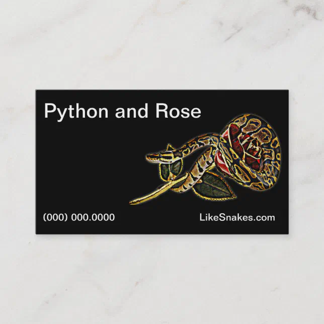 Python and Rose Snake Business Cards | Zazzle