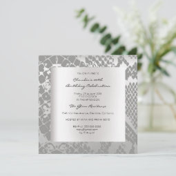 Python Snake Animal Skin Black Silver Birthday Invitation | Zazzle