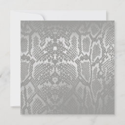 Python Snake Animal Skin Black Silver Birthday Invitation | Zazzle