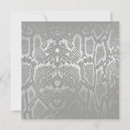 Python Snake Animal Skin Black Silver Birthday Invitation | Zazzle