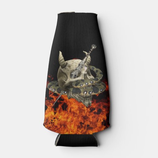 Python Snake Demon Skull Fire Bottle Cooler | Zazzle