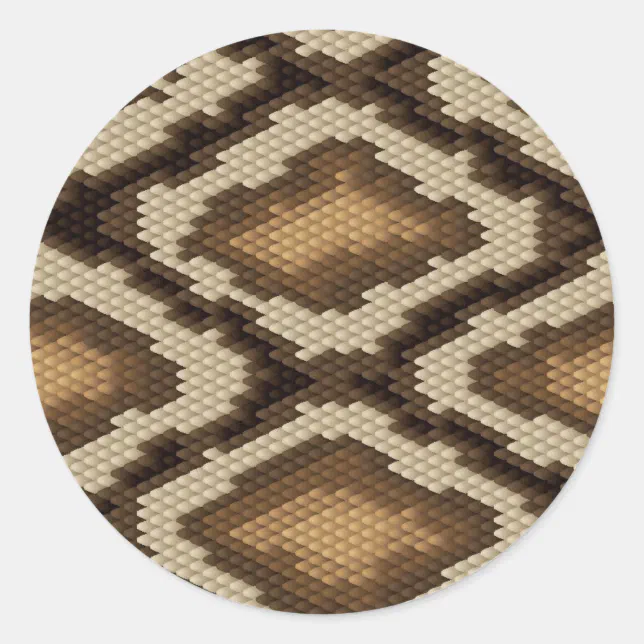 Python snake skin pattern 2 classic round sticker | Zazzle