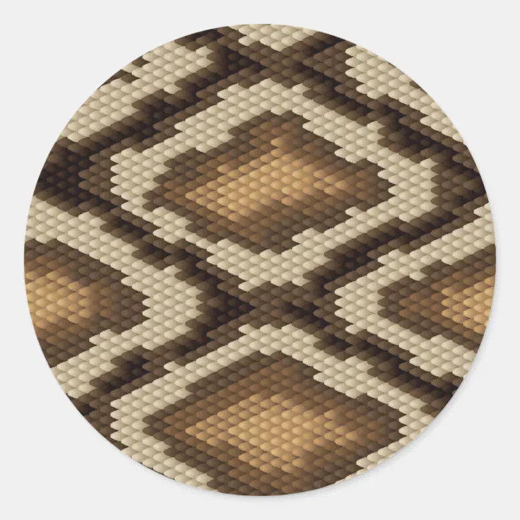 Python snake skin pattern 2 classic round sticker | Zazzle