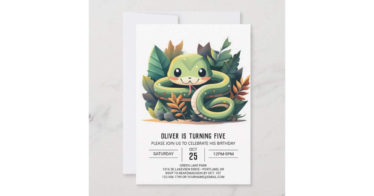 Python Wonderland Snake Birthday Invitation | Zazzle