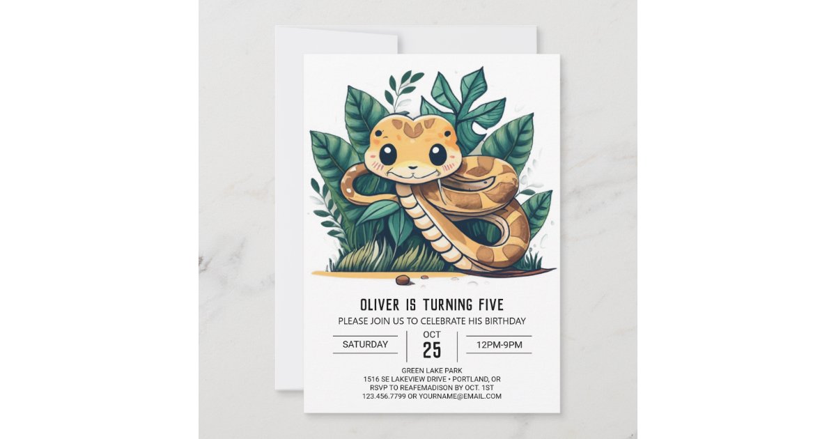 Pythons Editable Kids Birthday Invitation | Zazzle