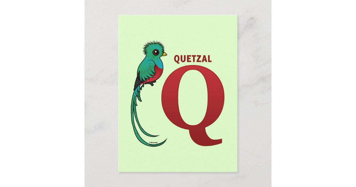 Q for Quetzal Postcard | Zazzle
