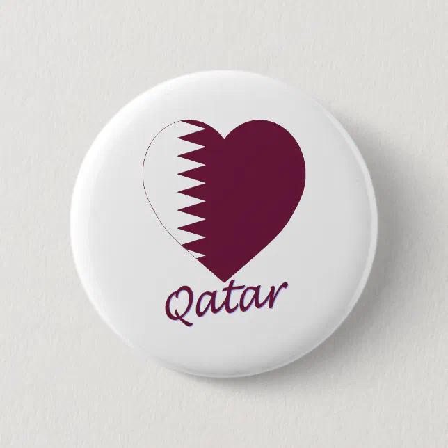 Qatar Flag Heart Button | Zazzle