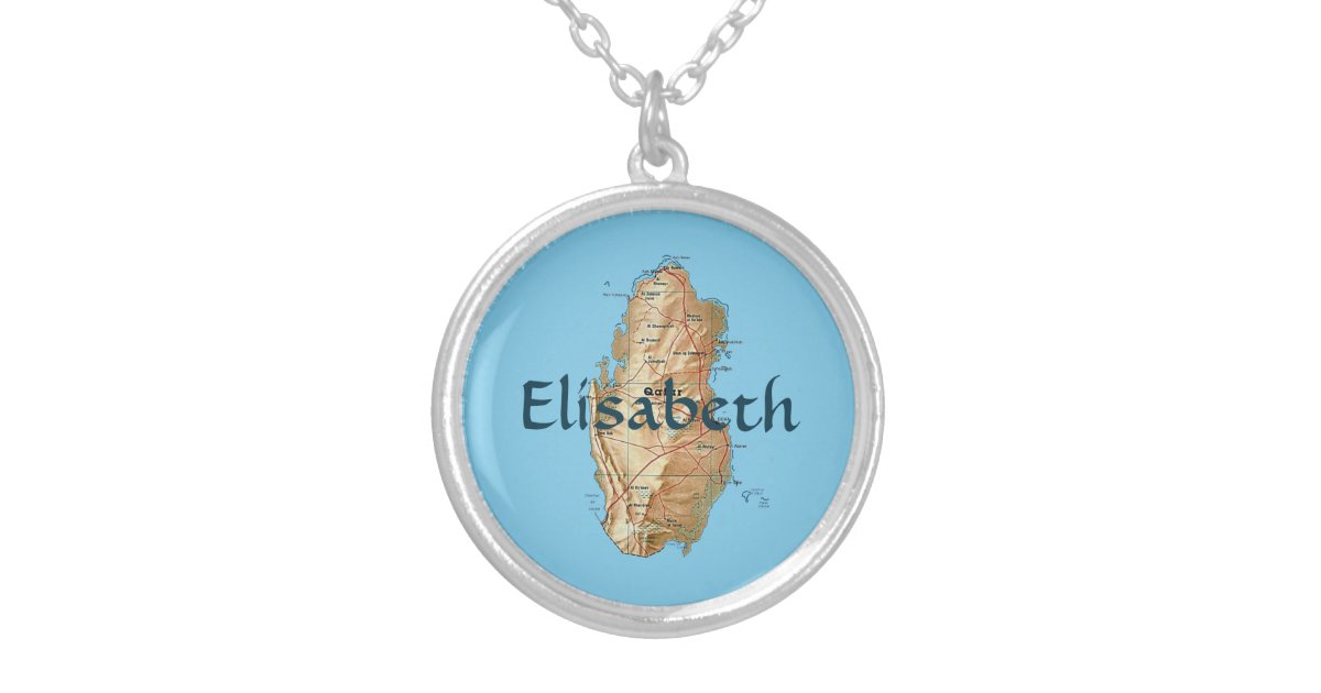 Qatar Map + Name Necklace | Zazzle