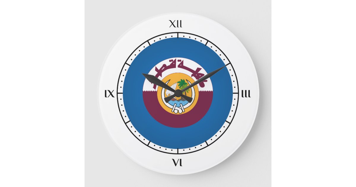 Qatari coat of arms large clock | Zazzle