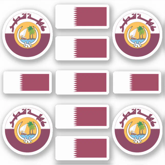 Qatari national symbols /emblem and flag sticker | Zazzle