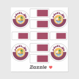 Qatari national symbols /emblem and flag sticker | Zazzle