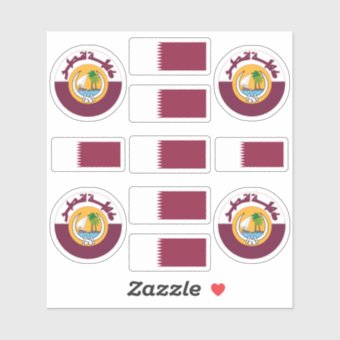 Qatari national symbols /emblem and flag sticker | Zazzle