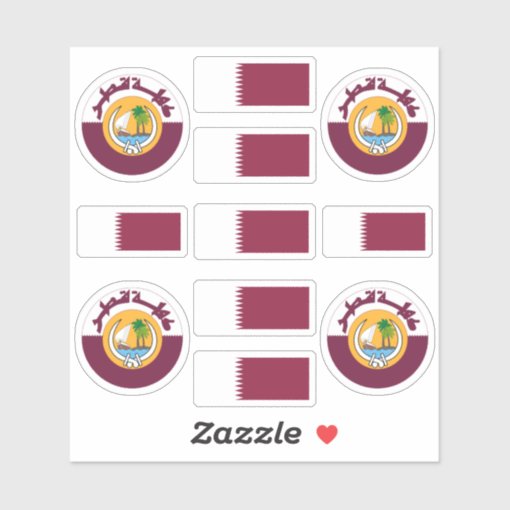 Qatari national symbols /emblem and flag sticker | Zazzle