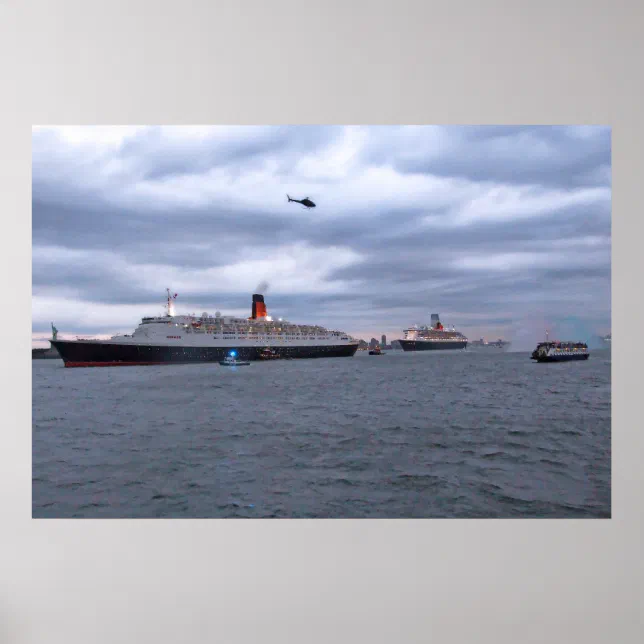 QE2 & QM2 at NYC Poster | Zazzle